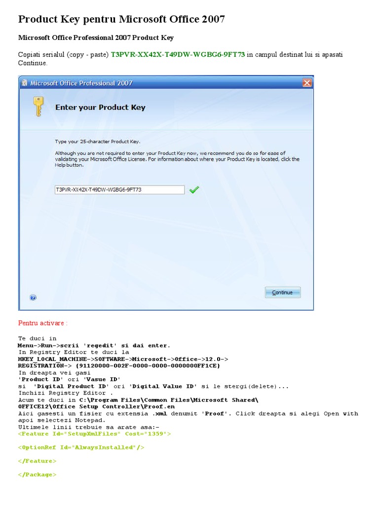 Product Key Pentru Microsoft Office 2007 | PDF | Windows Registry ...