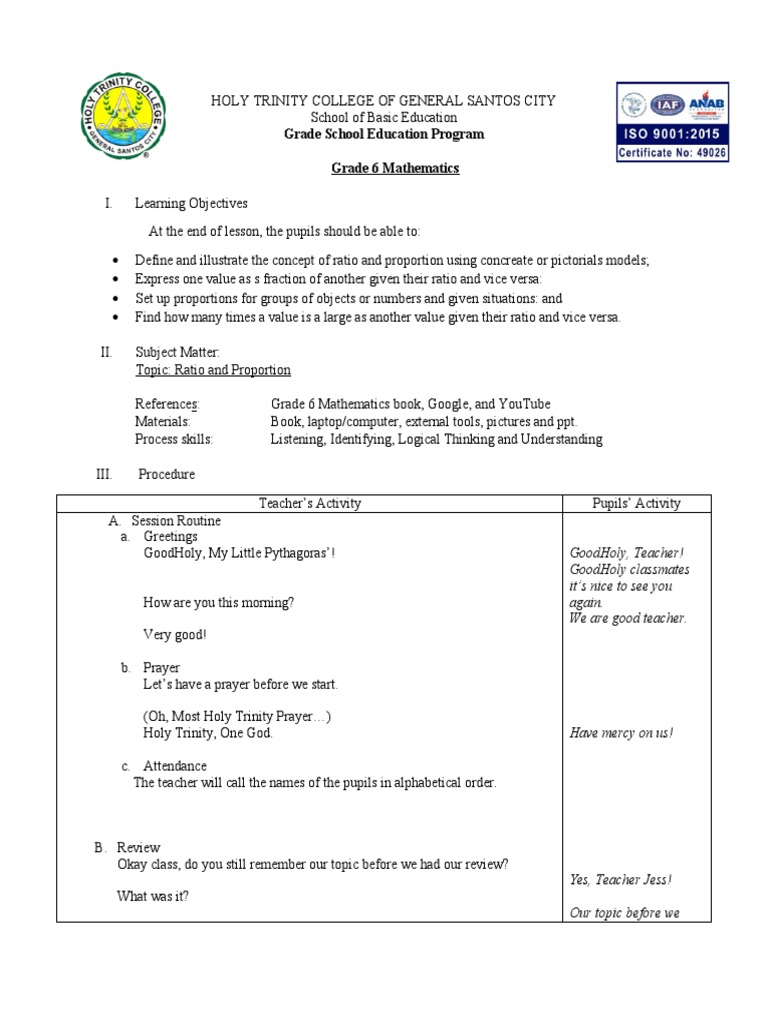 Detailed-LP - Ratio and Proportion | PDF | Ratio | Mathematics
