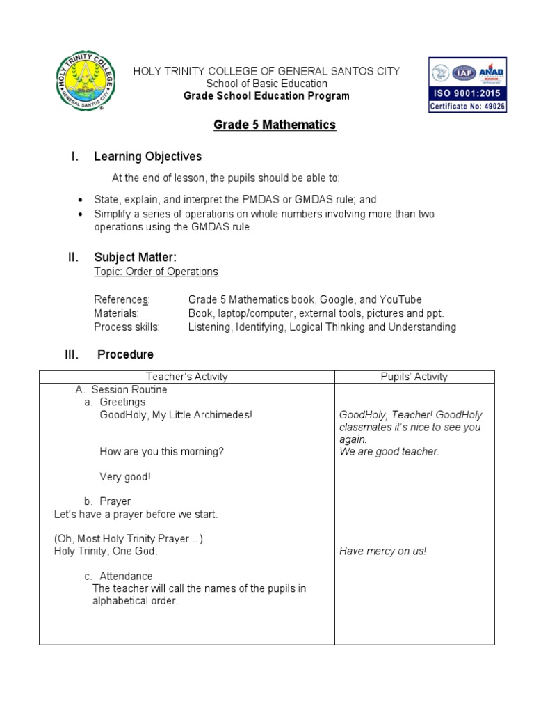 Detailed LP Order of Operations | PDF | Bracket | Multiplication