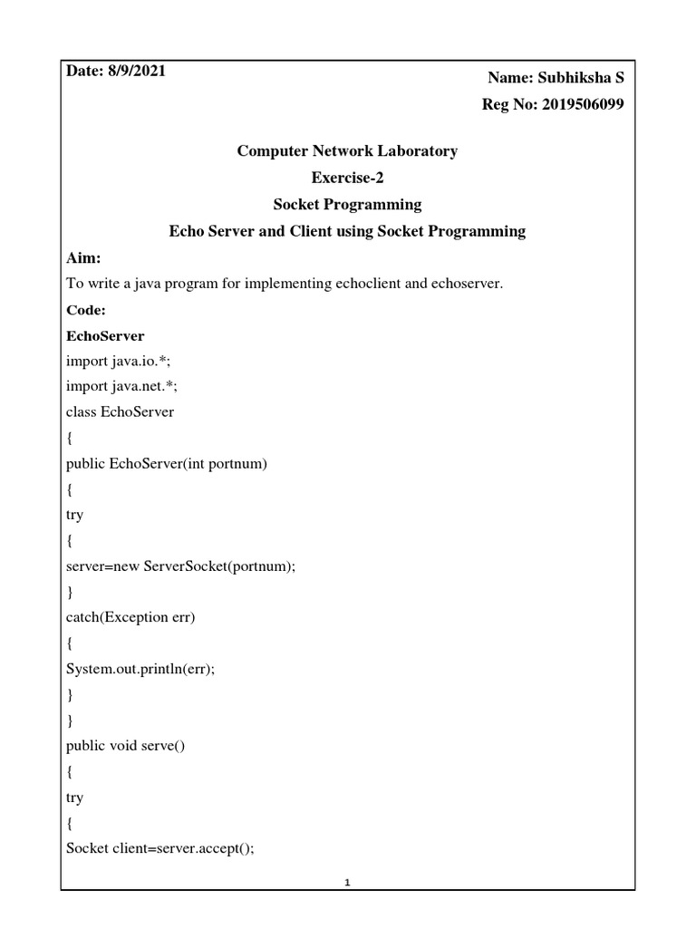 Java Socket Programming Examples | PDF | Client–Server Model | Network ...