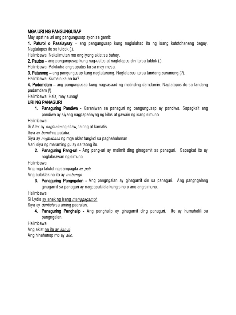 Uri NG Pangungusap | PDF