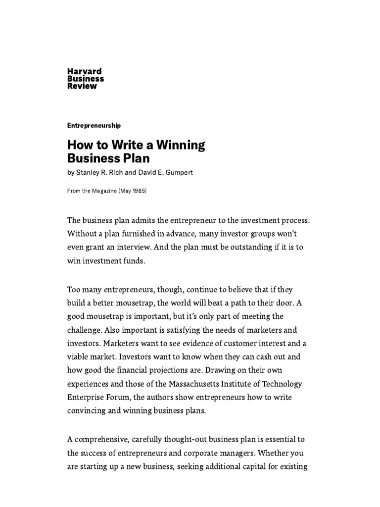 How To Write A Winning Business Plan | PDF | Entrepreneurship | Investor