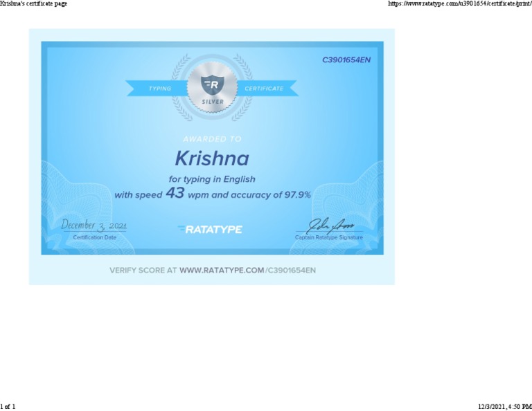 Ratatype Certificate | PDF