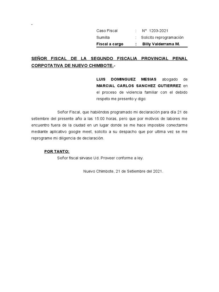 Solicito Reprogramacion | PDF