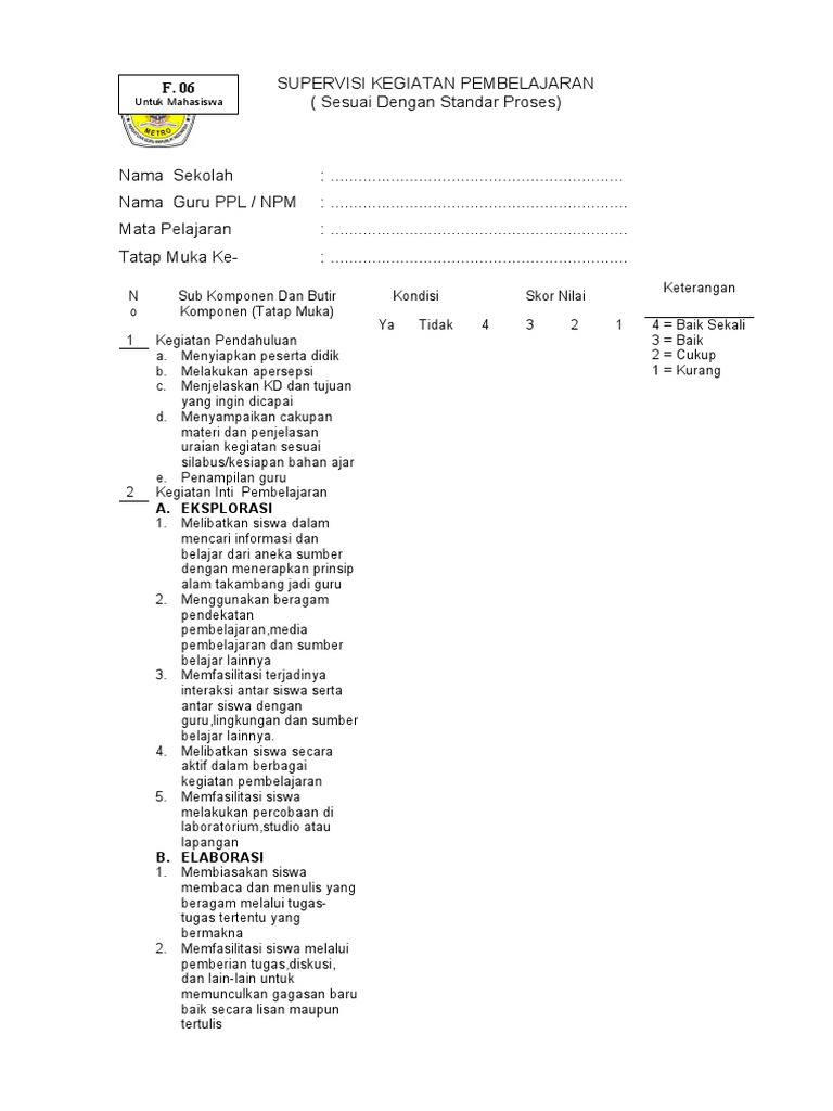 Instrumen PPL Guru Pamong | PDF