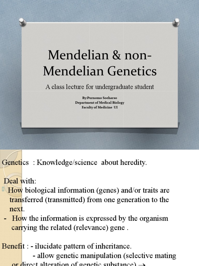 Mendelian & Non-Mendelian Genetics | PDF | Heredity | Dominance (Genetics)