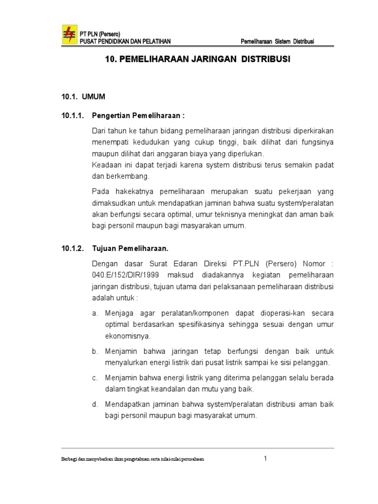 Pemeliharaan Sistem Distribusi | PDF Pemeliharaan Sistem Distribusi | PDF