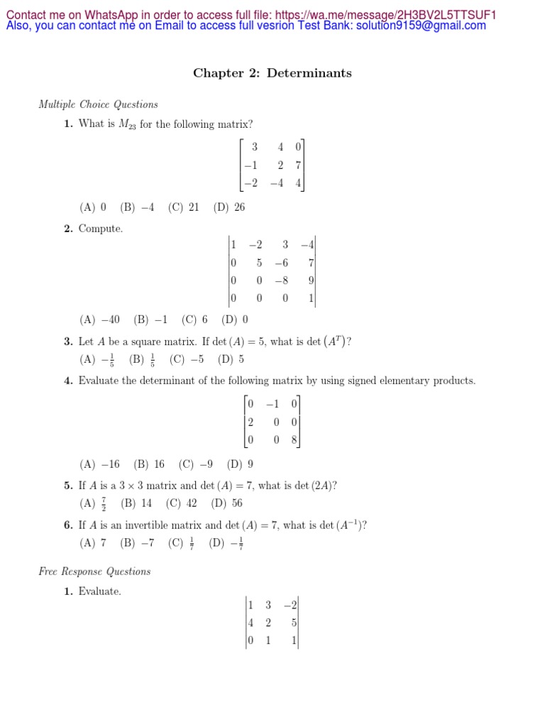 Sample For Test Bank Elementary Linear Algebra 12th Edition by Howard ...