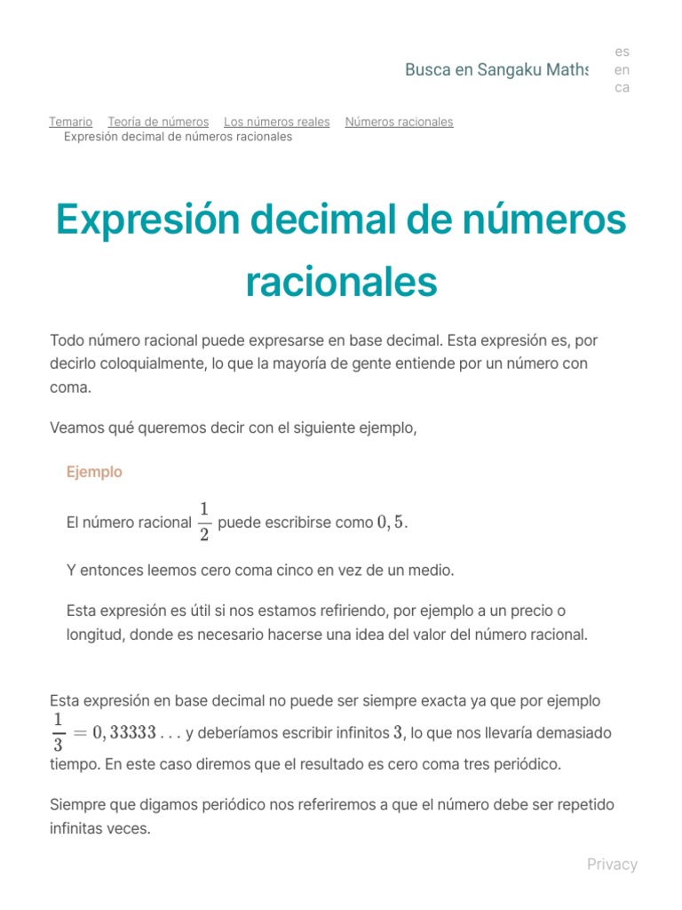 Expresión Decimal de Números Racionales | PDF | Número racional | Decimal