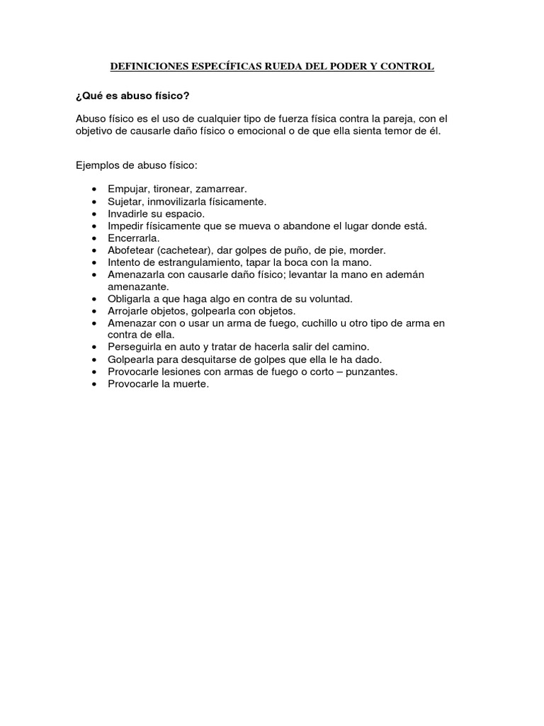 Definiciones Específicas Rueda Poder y Control | PDF | Abuso ...