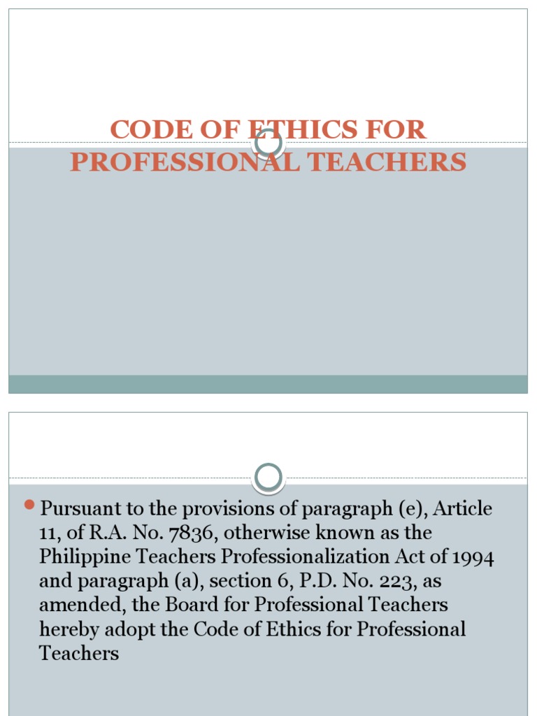 Code of Ethics For Professional Teachers | PDF Code of Ethics For Professional Teachers | PDF