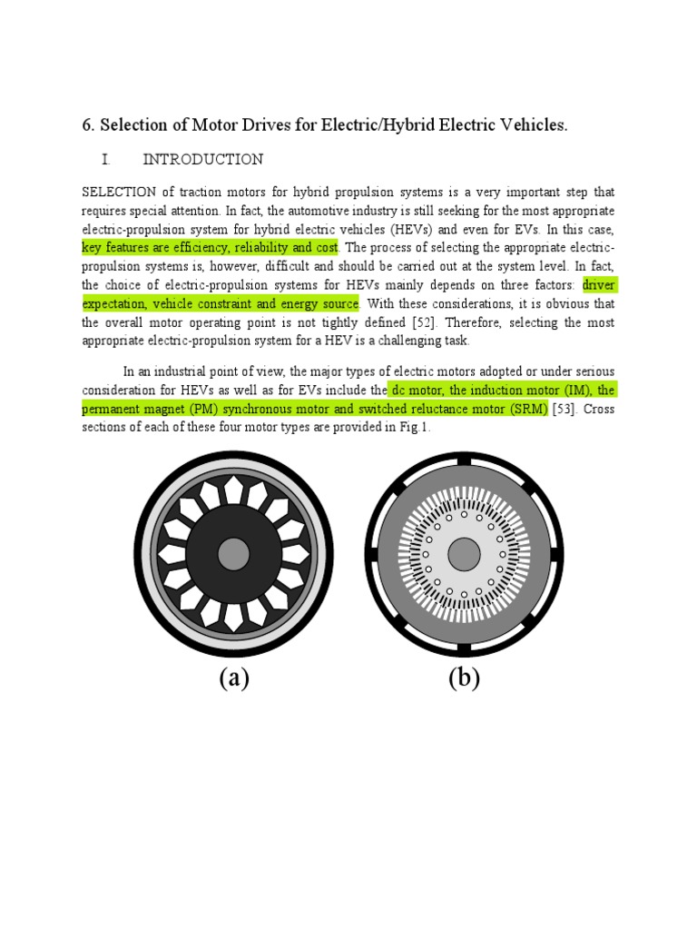 Selection of Motor Drives For EV | PDF | Electric Motor | Hybrid ...
