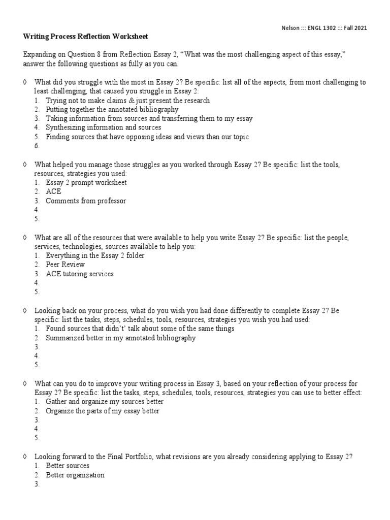 Essay Writing Process Reflection | PDF | Essays | Pedagogy