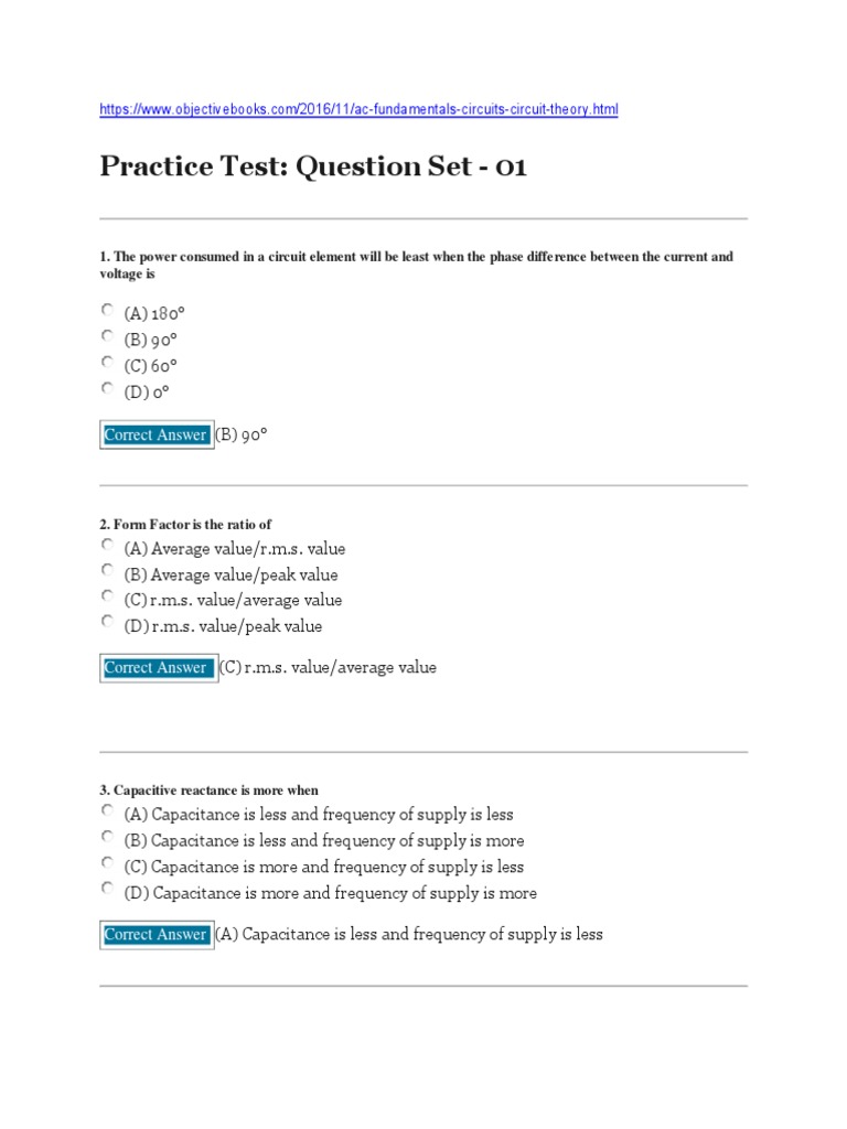 Practice Test: Question Set - 01 | PDF | Bipolar Junction Transistor ...