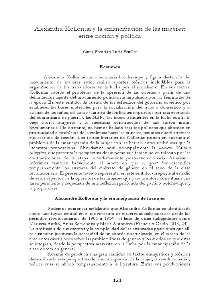 Alexandra Kollontai y La Emancipaci N de Las Mujeres Entre Ficci N y Pol Tica | PDF | Mujer ...