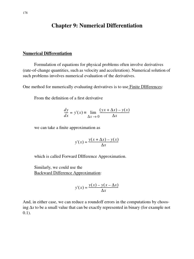 Chapter 9: Numerical Differentiation | PDF | Integral | Derivative