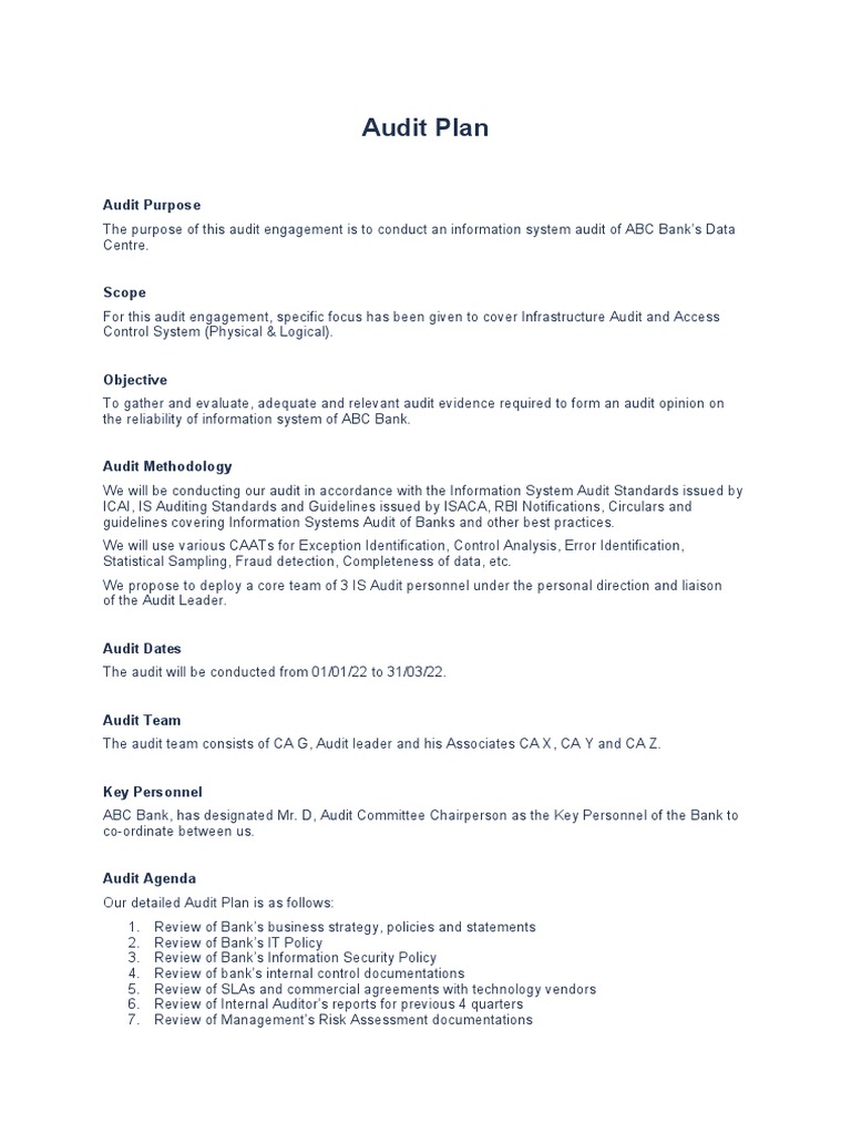 Audit Plan and Audit Report | PDF | Audit | Information Security