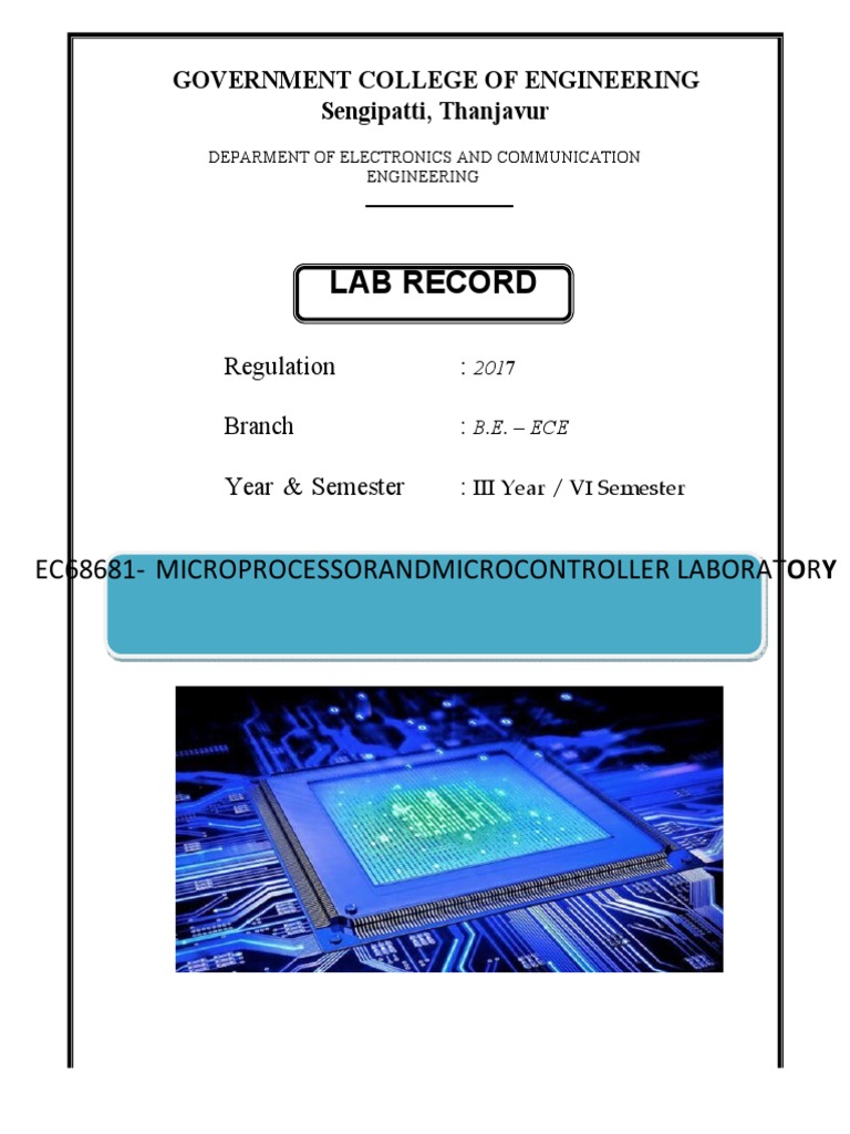 Lab Record: Government College of Engineering Sengipatti, Thanjavur ...