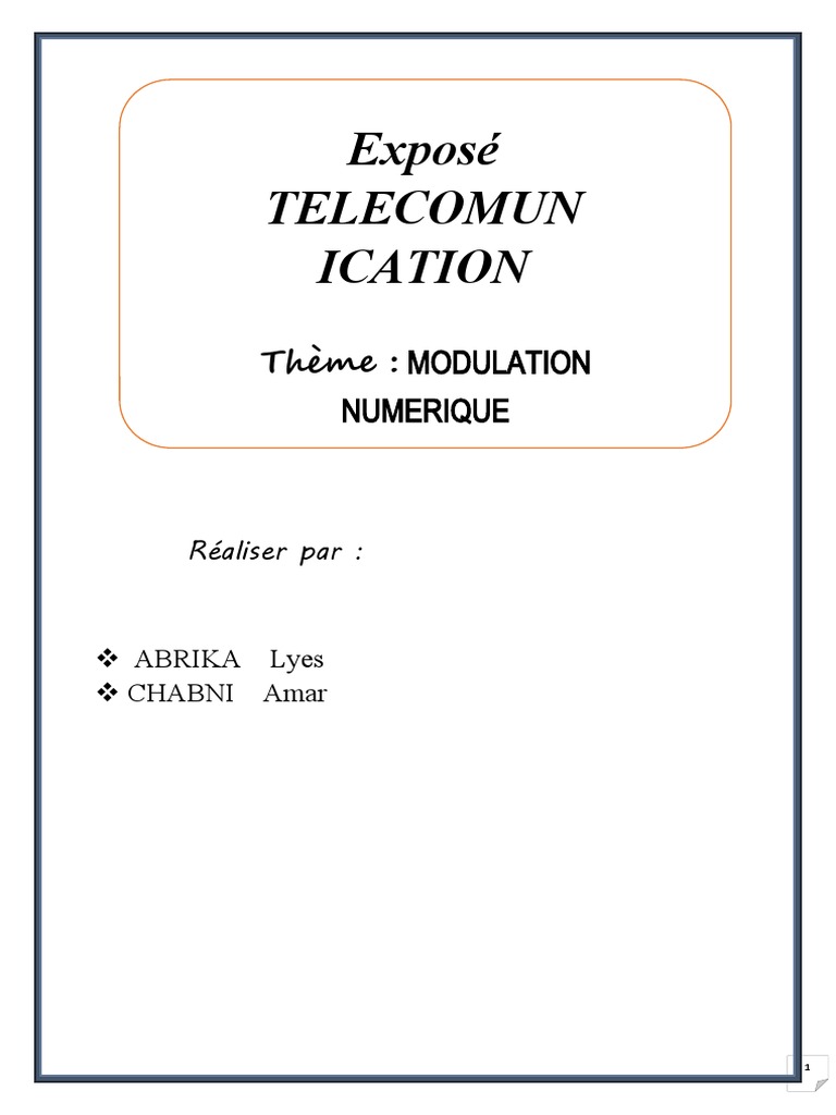 La Modulation Numérique | PDF | Modulation | Ingénierie des ...