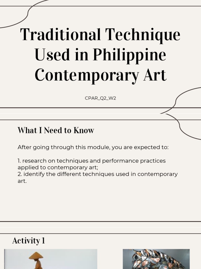 Traditional Technique Used in Philippine Contemporary Art: CPAR - Q2 ...