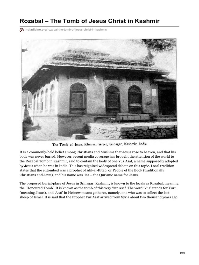 Rozabal: Jesus' Tomb Controversy in Kashmir | PDF | Jesus | Abrahamic ...