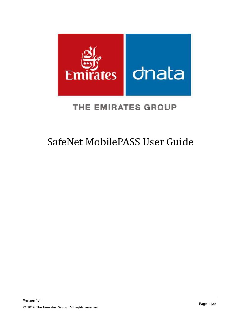 Safenet Mobilepass User Guide: © 2016 The Emirates Group. All Rights ...