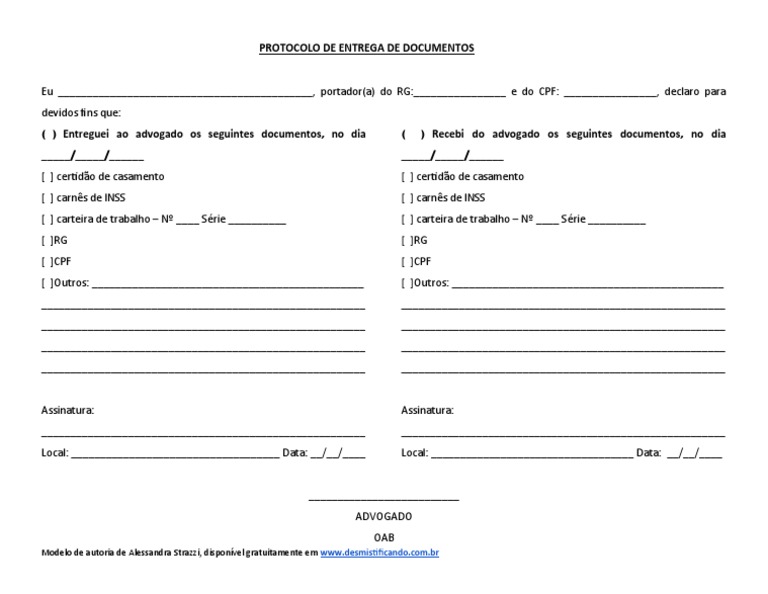 Protocolo de Entrega de Documentos | PDF