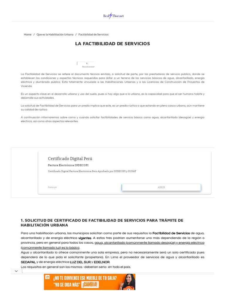 Factibilidad de Servicios | PDF