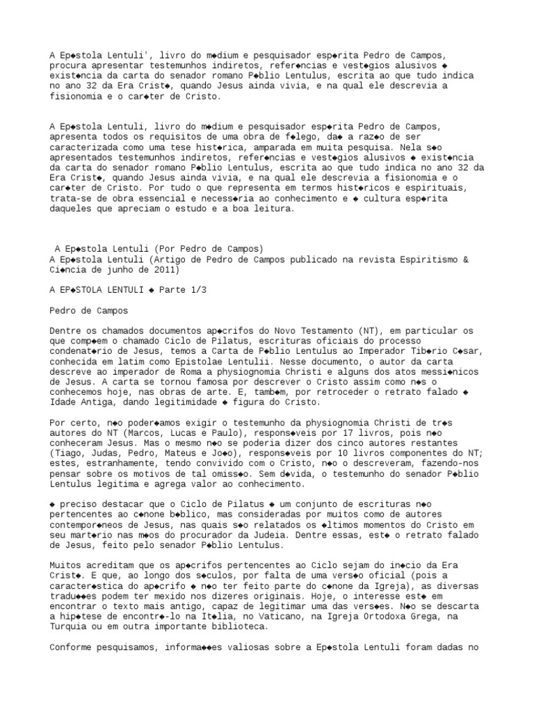 A Carta de Públio Lentulus: Uma análise da Epístola Lentuli e seus ...