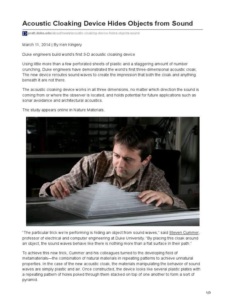 Acoustic Cloaking Device | PDF | Acoustics | Sound