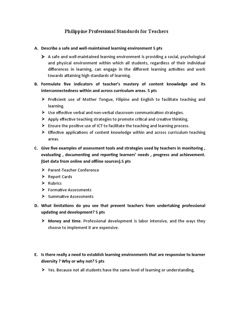 Philippine Professional Standards For Teachers | PDF | Learning | Teachers