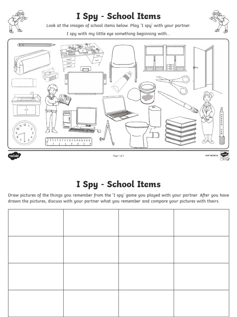 Roi L 53597 I Spy School Items Game | PDF | Games & Activities