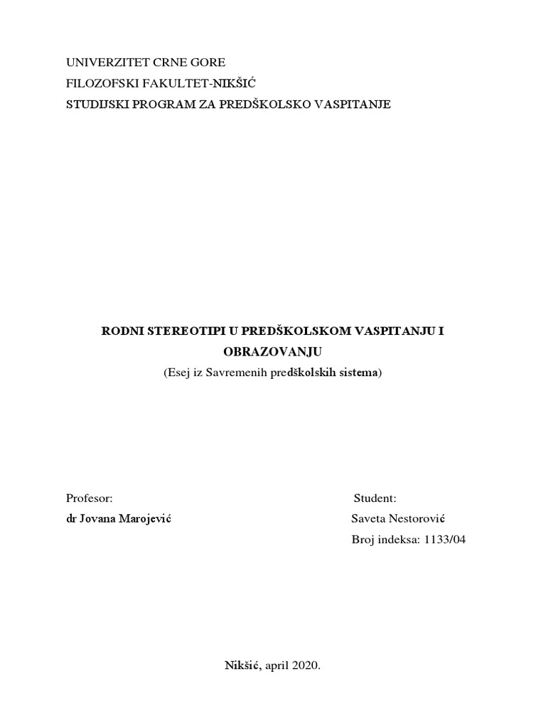 Predrasude I Rodni Stereotipi | PDF