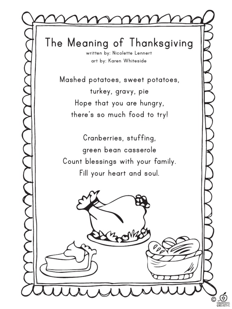 The Meaning of Thanksgiving: Written By: Nicolette Lennert Art By ...
