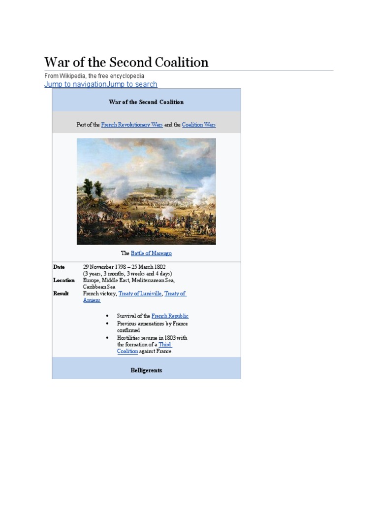 War of The Second Coalition | PDF | First French Empire | Aftermath Of ...