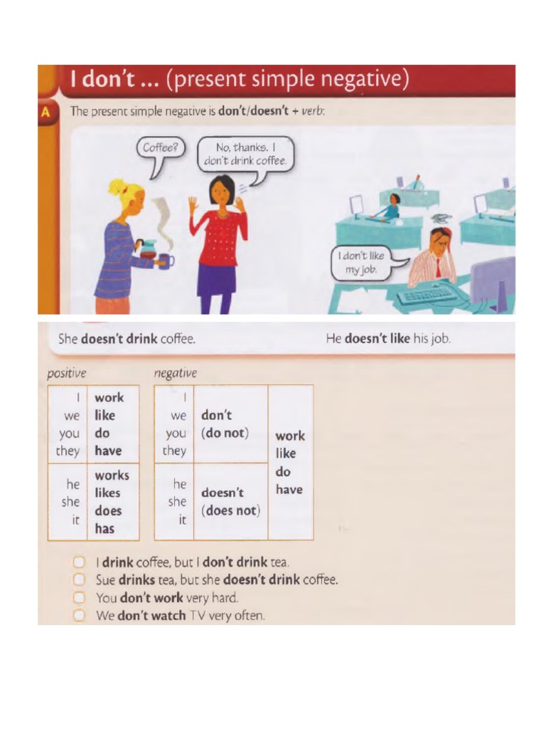 Negative Simple Present Dont Doesnt | PDF