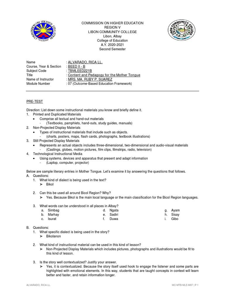 MC MTB Mle M07 Answer | PDF | Learning | Teachers
