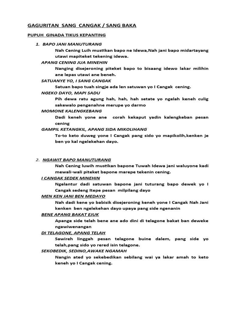 Gaguritan Sang Cangak | PDF