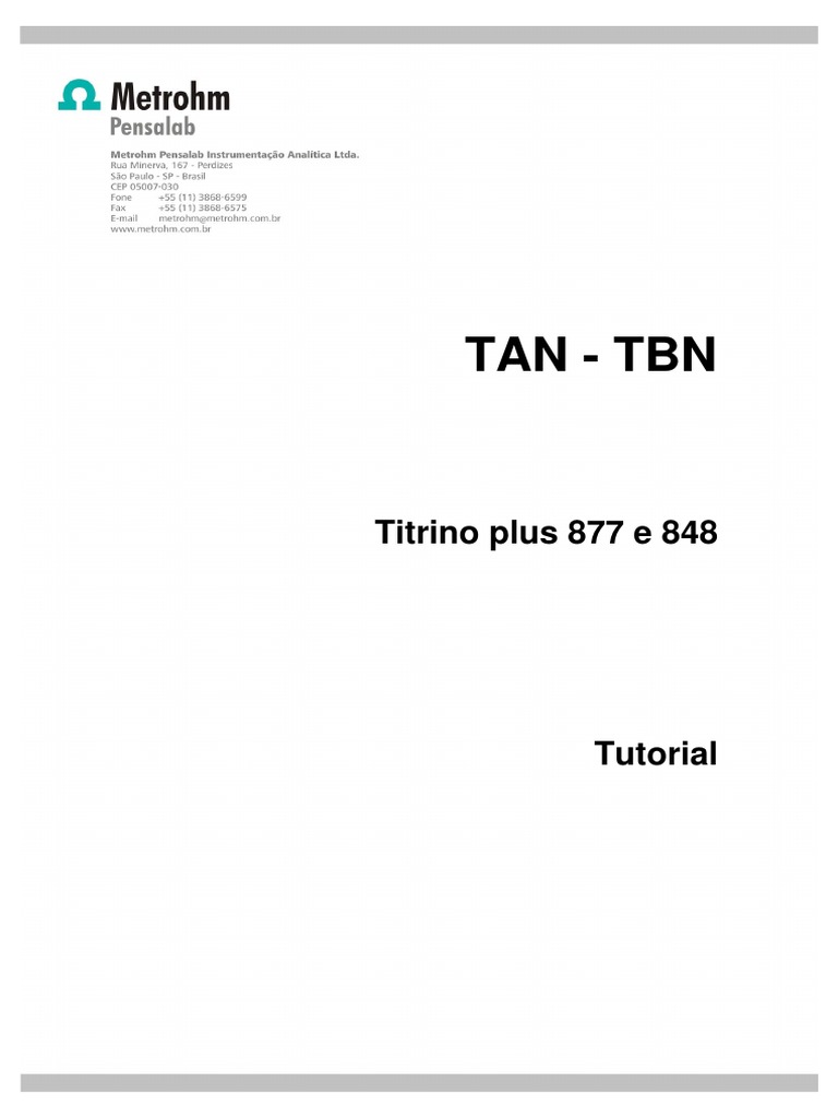 Procedimento TAN TBN Com Titrino Plus - Rev1 | PDF | Química | Titulação