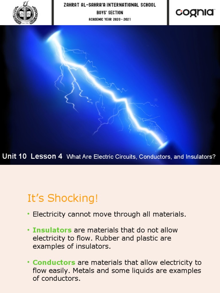 Unit 10 Lesson 4 What Are Electric Circuits Conductors and Insulators | PDF