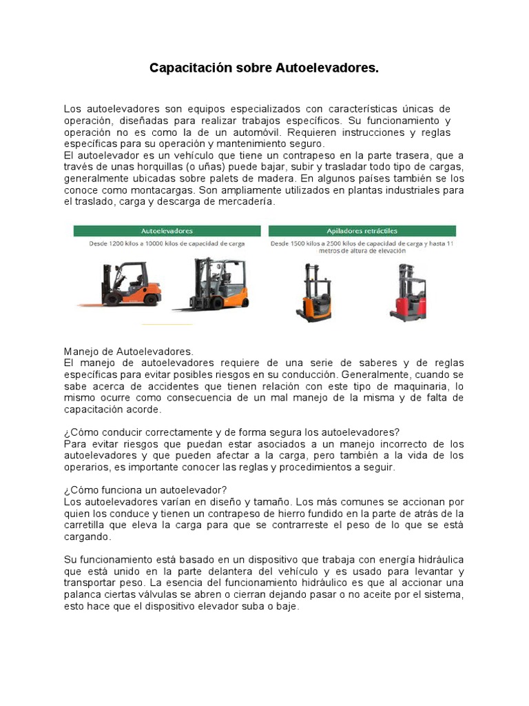Capacitacion Auto Elevadores | PDF