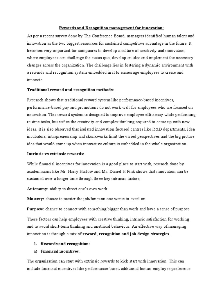 Fostering Innovation Through Rewards | PDF | Incentive | Innovation