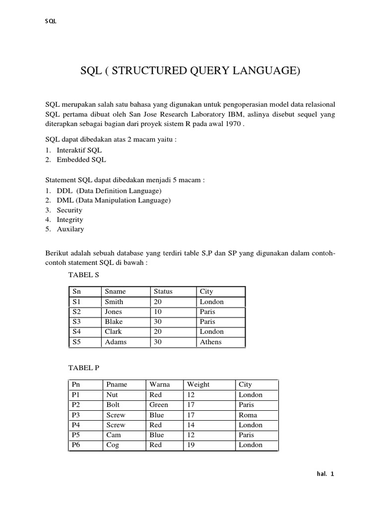 Structure Query Language | PDF Structure Query Language | PDF