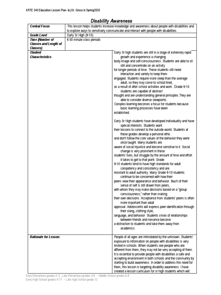 Disability Awareness Poster Lesson Plan | Download Free PDF ...
