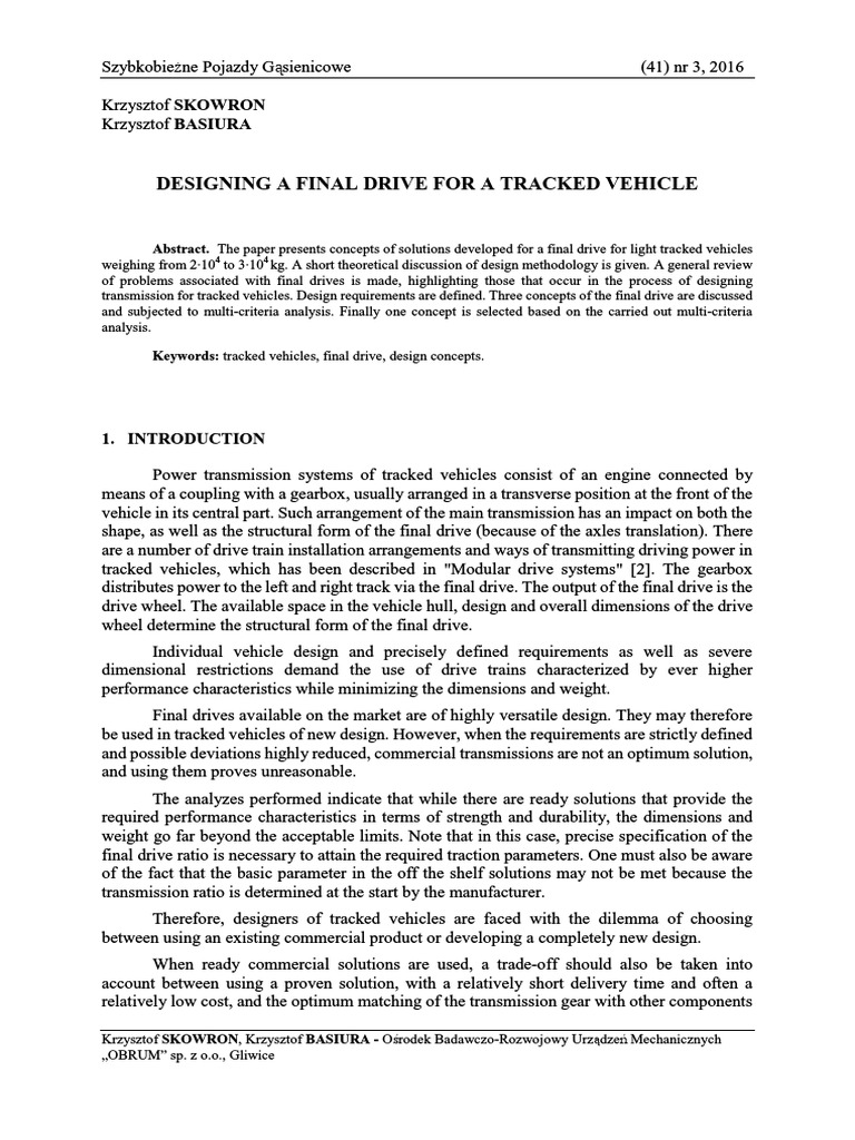Designing A Final Drive For A Tracked Vehicle | PDF | Transmission ...