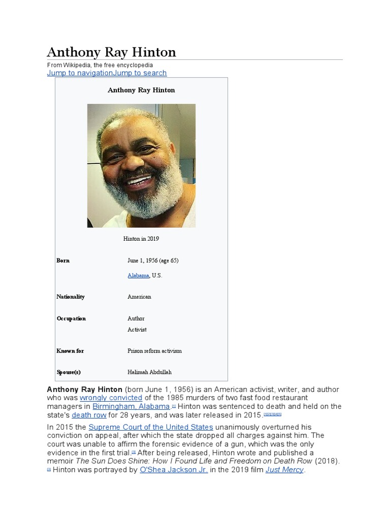 An Unjust Conviction Overturned: The Story of Anthony Ray Hinton's ...