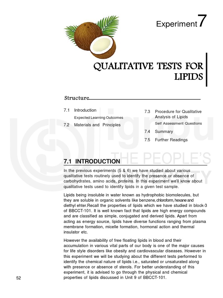 Qualitative Tests For Lipids: Experiment | Download Free PDF | Lipid ...
