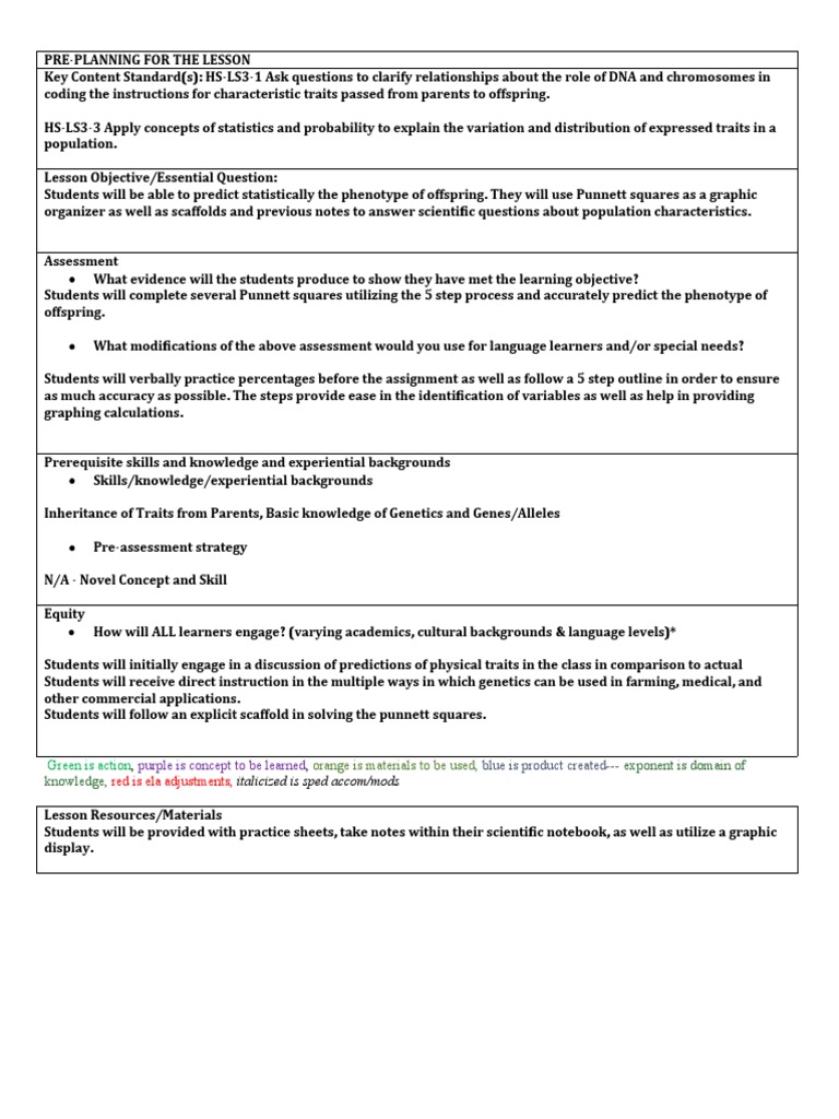 5E Science Lesson Template | PDF | Educational Assessment | Genetics