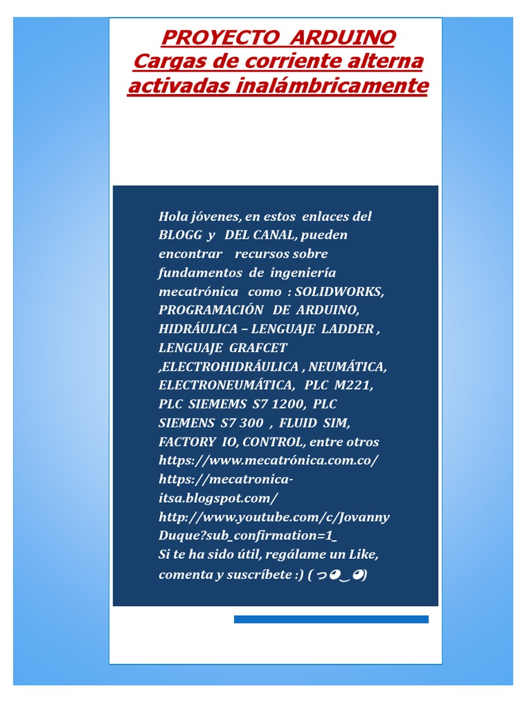 PROYECTO ARDUINO Cargas de Corriente Alterna Activadas Inalámbricamente ...