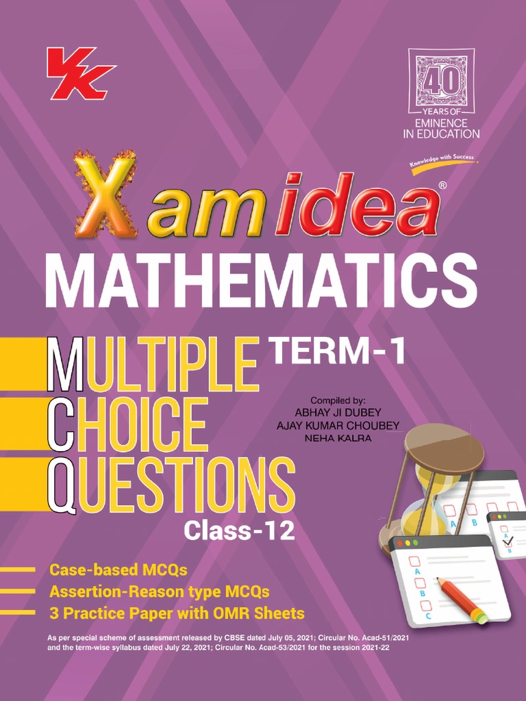 Xam Idea Mathematics Class 12 Term 1 MCQ PDF Free PDF | PDF